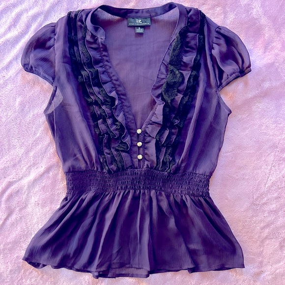 American Vintage | Tops | Vintage Y2k Gothic Purple Ruffle Milkmaid Top ...